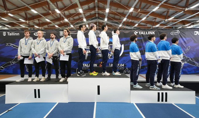 Switzerland fencing team turns away from Team Israel on medal podium at ...